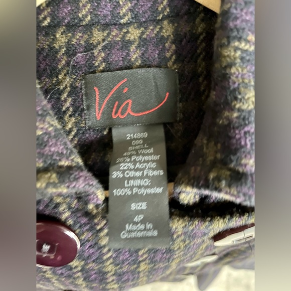 VIA | Jackets & Coats | Via Double Breasted Wool Plaid Coat | Poshmark